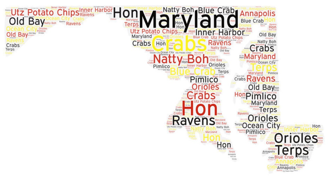 State of Maryland Word Collage, College Dekor, Word Art - Etsy.de
