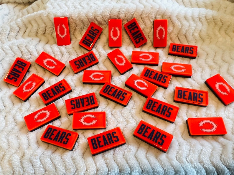 Custom Dominoes Chicago Bears Family Game Night Handmade Bones Double ...