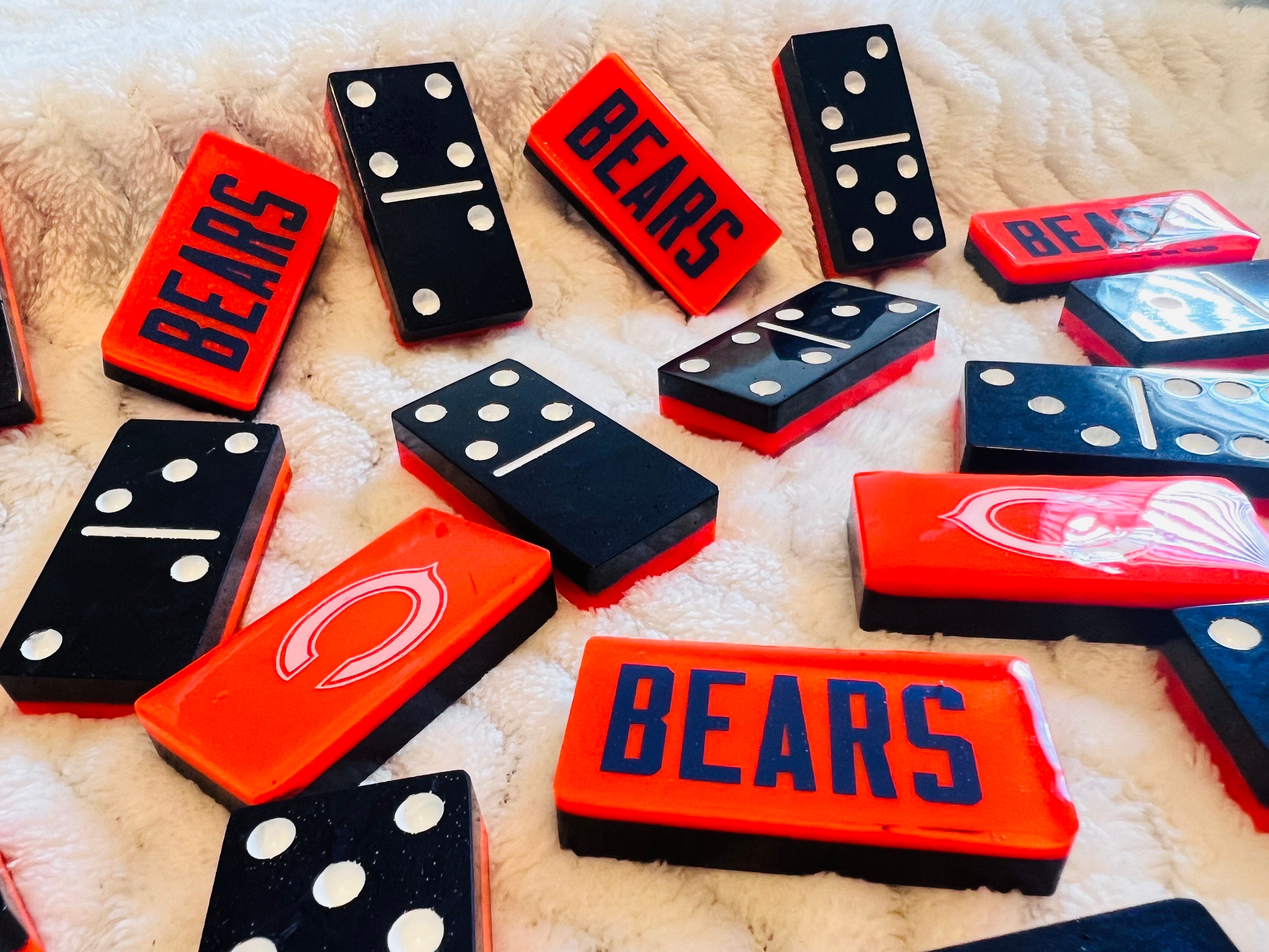 Custom NFL Dominoes Chicago Bears Family Game Night Handmade Bones ...
