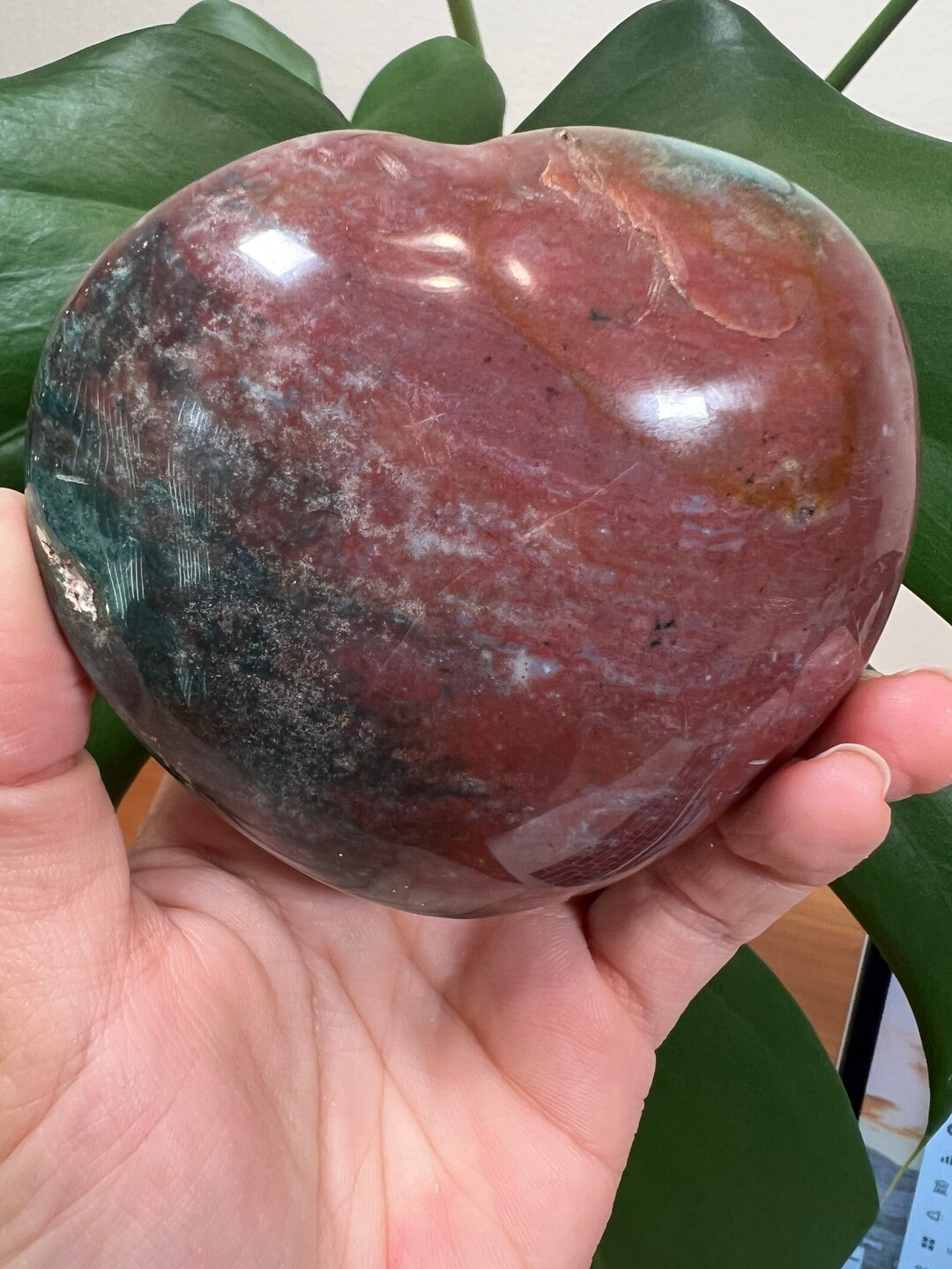 Large Green and Red Ocean Jasper Heart Shaped Palm Stone - Etsy