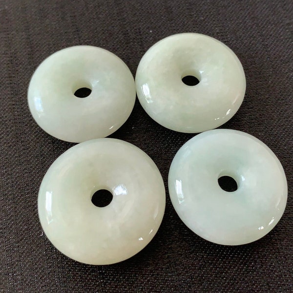 18k Yellow Solid Gold Icy Jade Jadeite Donut Circle Small Pendant ...