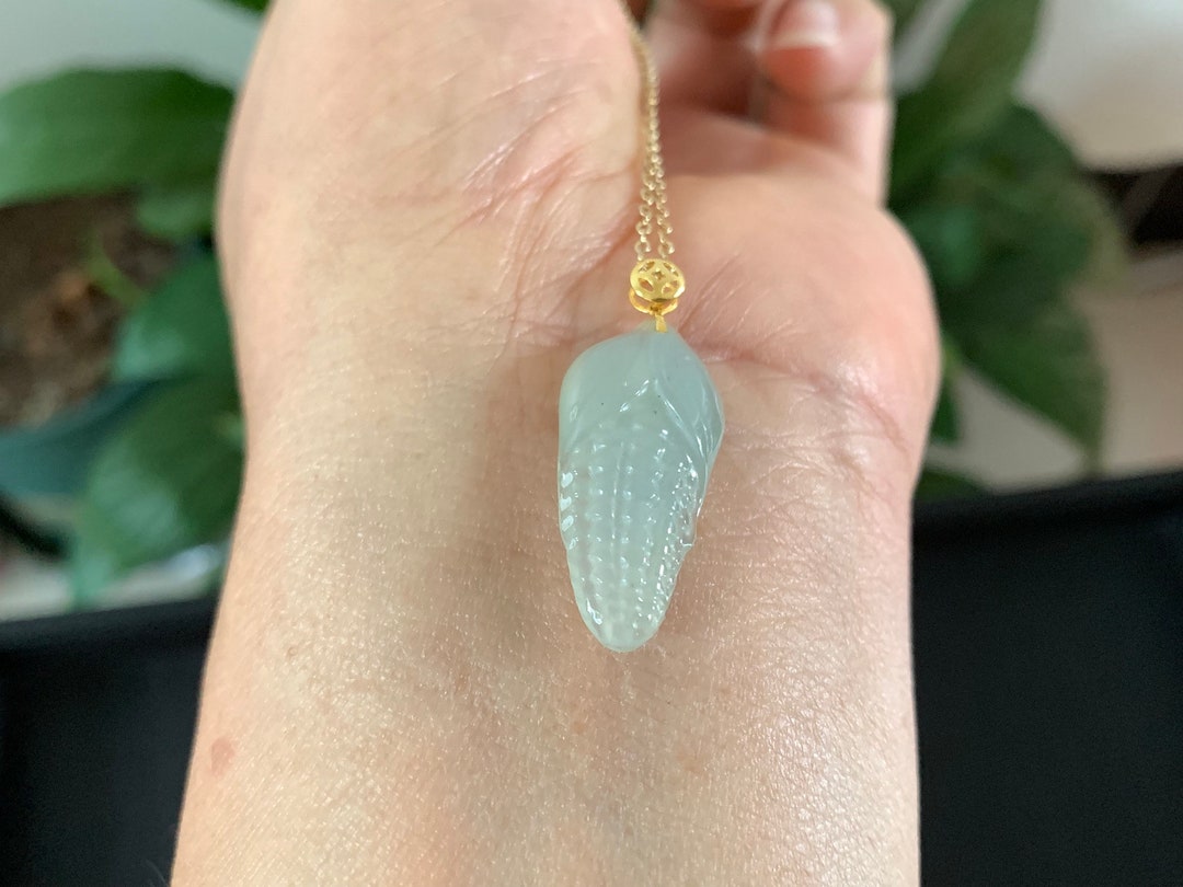 AU750 18k Solid Gold Certified Myanmar Natural Ice Jade Jadeite Corn ...