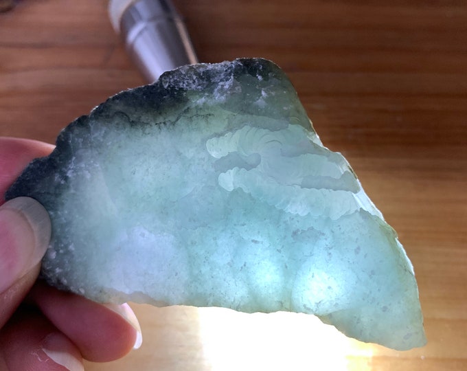 Burmese Ice Jadeite Rough Raw Stone Slab: Natural Fei Cui Gemstone (74g ...