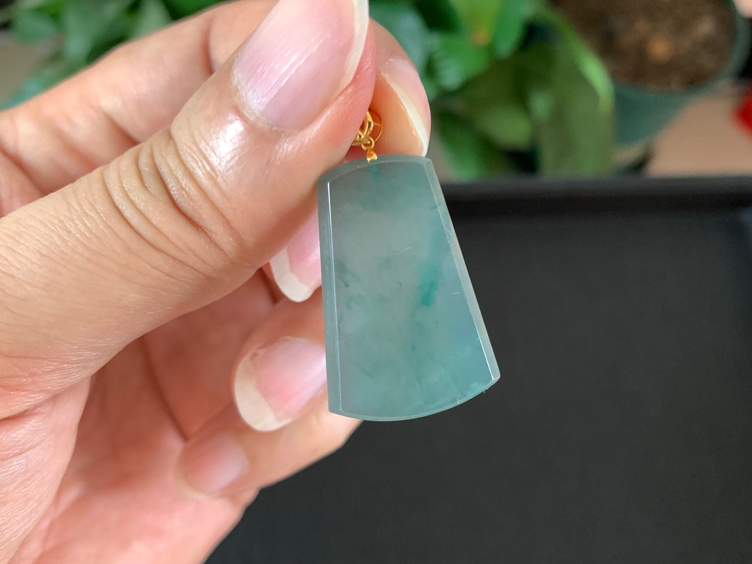 18k Solid Gold Certified Natural Jade Jadeite Wu Shi Pai Gemstone ...