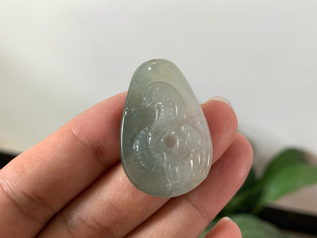 Green Jade Snake Pendant Necklace: Myanmar Jadeite Zodiac Charm - Etsy