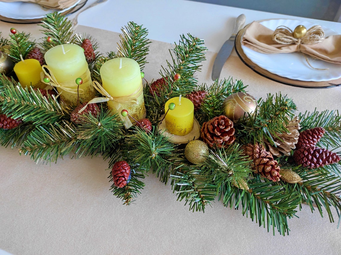 Long Centerpiece for Dining Table Christmas Table Candle - Etsy