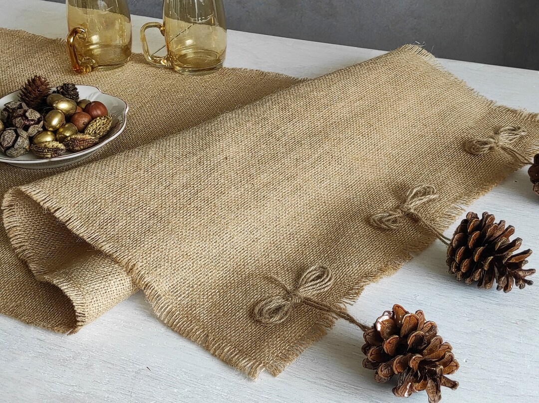 Farmhouse Burlap Table Runner, Jute Table Runner, Rustic Table ...