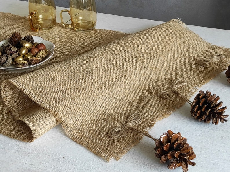 Farmhouse Burlap Table Runner, Jute Table Runner, Rustic Table ...