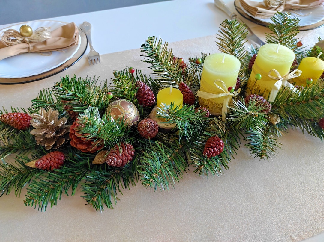 Long Centerpiece for Dining Table Christmas Table Candle - Etsy