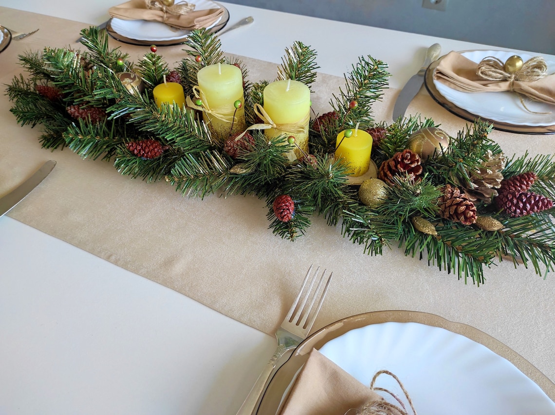 Long Centerpiece for Dining Table Christmas Table Candle - Etsy