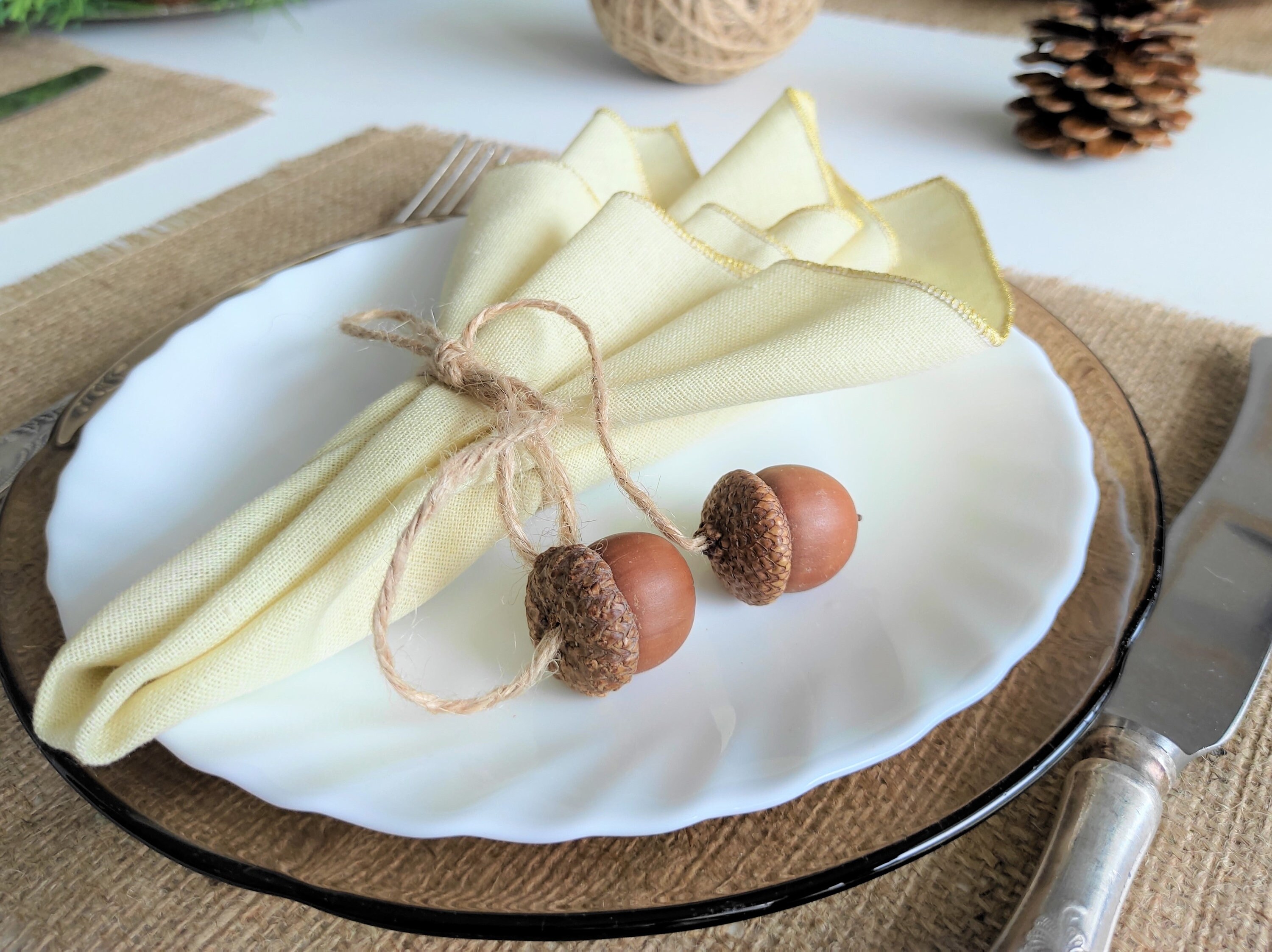 Farmhouse Table Napkin Ring, Rustic Napkin Ring Set, Napkin Ties ...