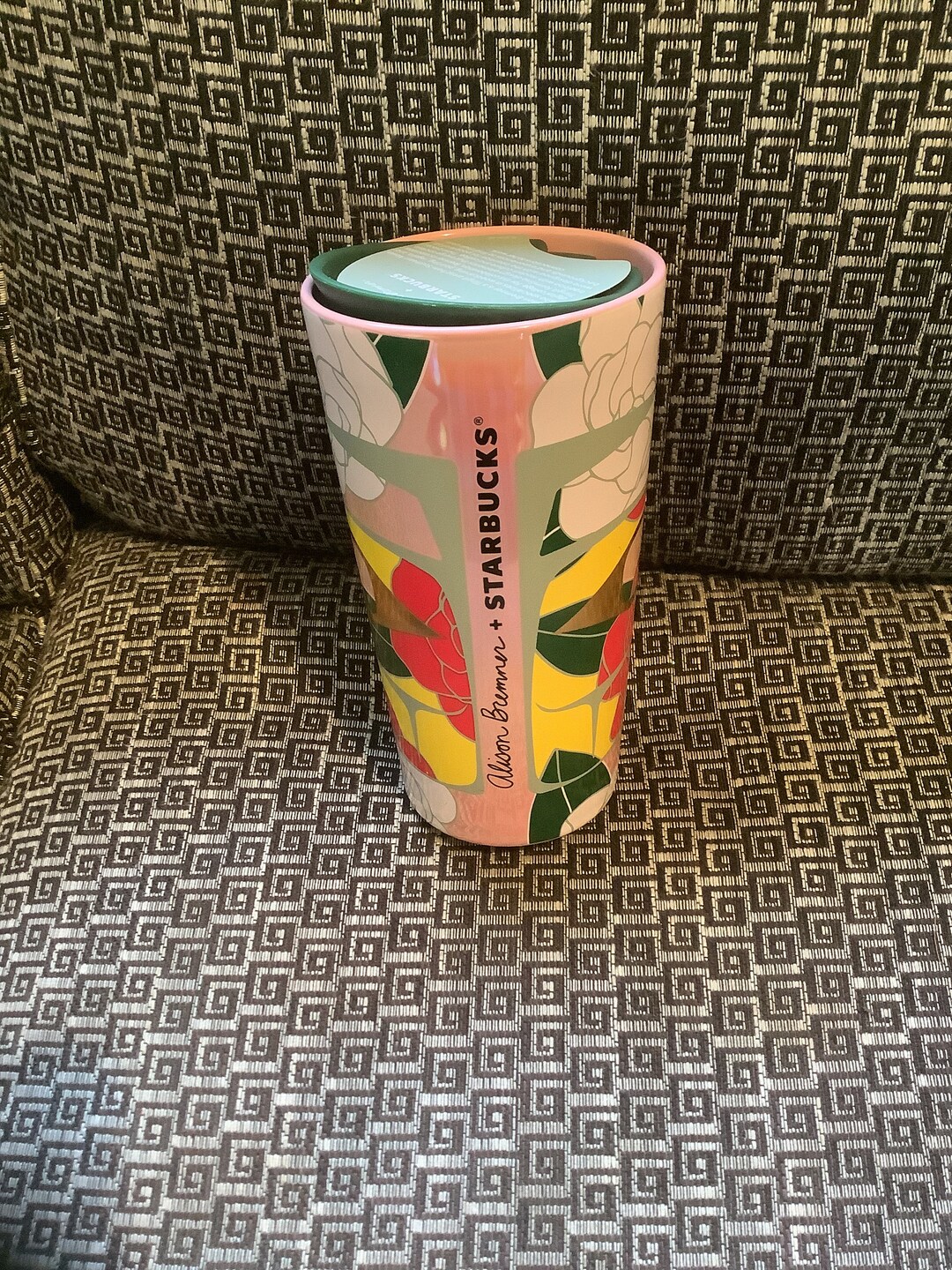 Starbucks-alison Bremmer 12 Oz Heavyweight Pink Ceramic Abstract Design ...