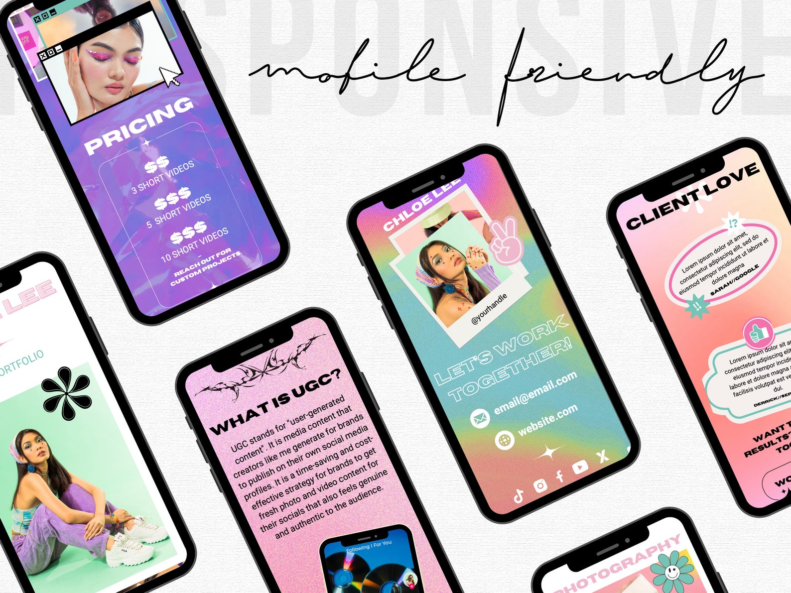 Y2K UGC Portfolio Template Modern Canva Website UGC Website Template ...