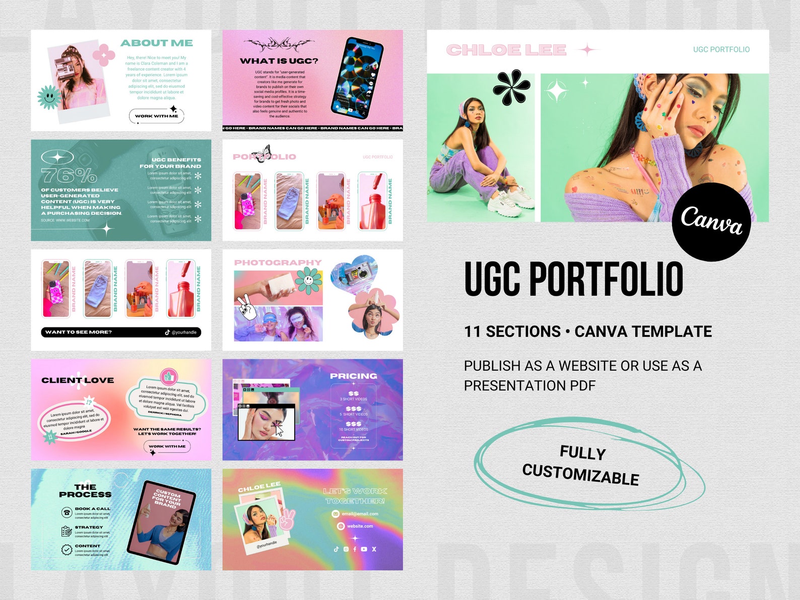 Y2K UGC Portfolio Template Modern Canva Website UGC Website Template ...