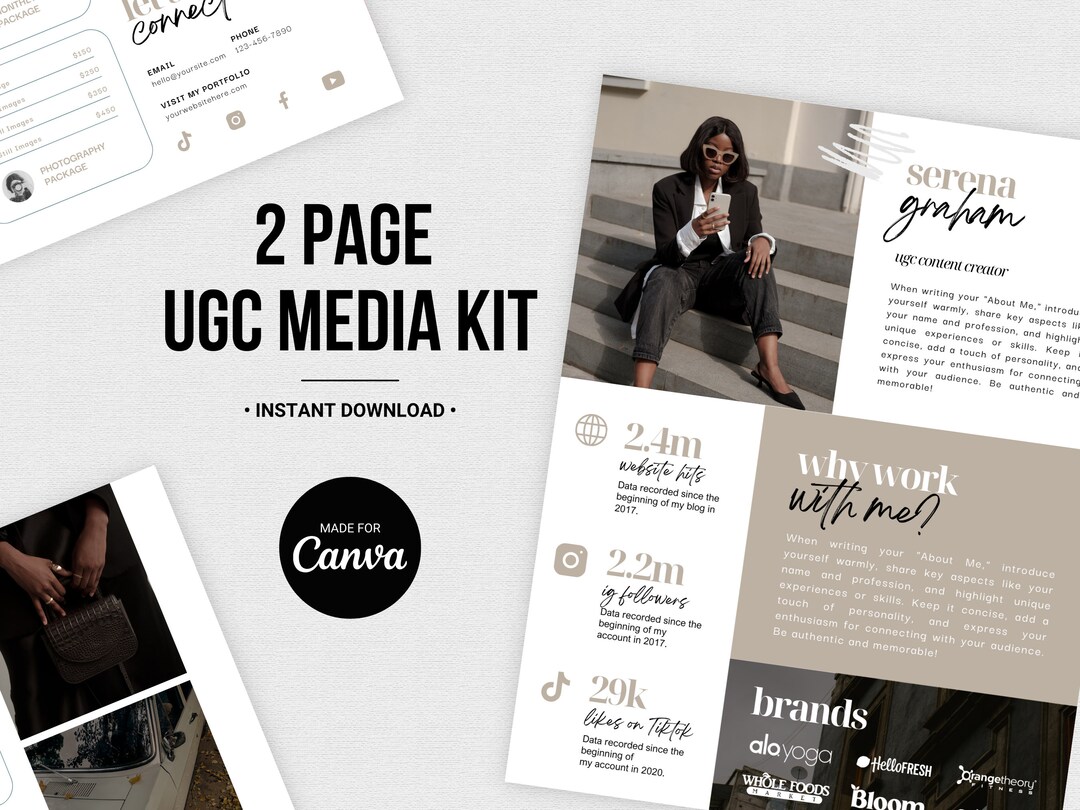 Media Kit Canva Template Instagram Media Kit UGC Rate Sheet Template ...