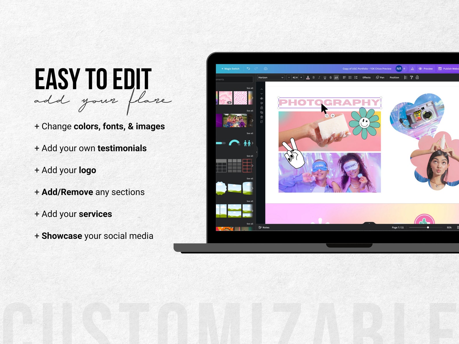 Y2K UGC Portfolio Template Modern Canva Website UGC Website Template ...
