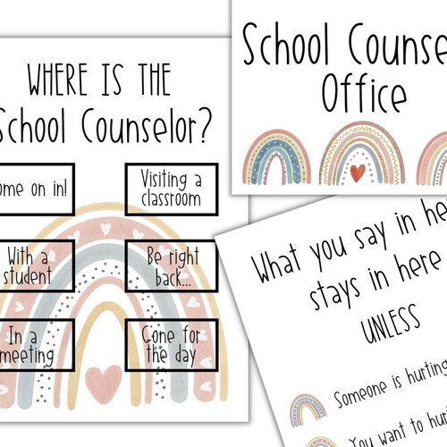 Boho Rainbow Where is the School Counselor Sign and Office - Etsy