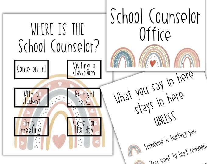 Boho Rainbow Where is the School Counselor Sign and Office | Etsy