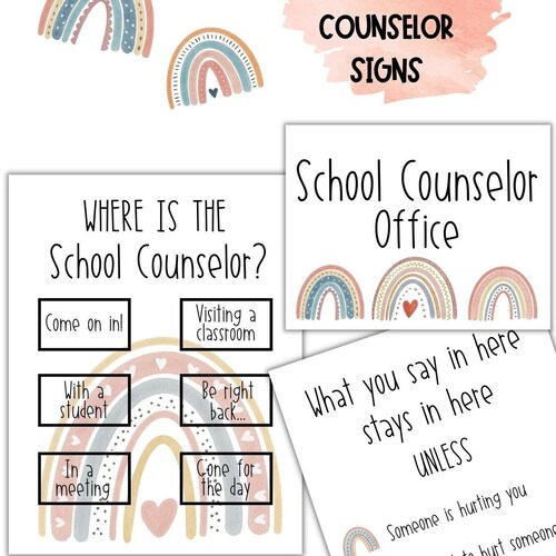 Boho Rainbow Where is the School Counselor Sign and Office - Etsy
