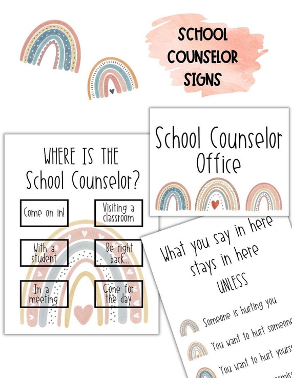 Boho Rainbow Where is the School Counselor Sign and Office - Etsy