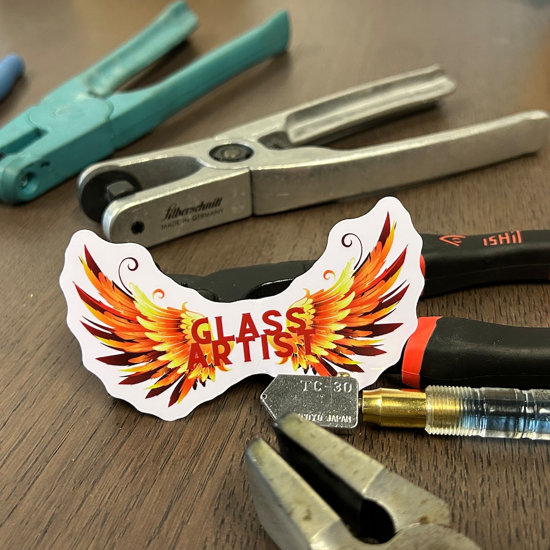 Red Fire Wings Glass Artist Sticker for Glass Craft Lover, Glass Fuser ...