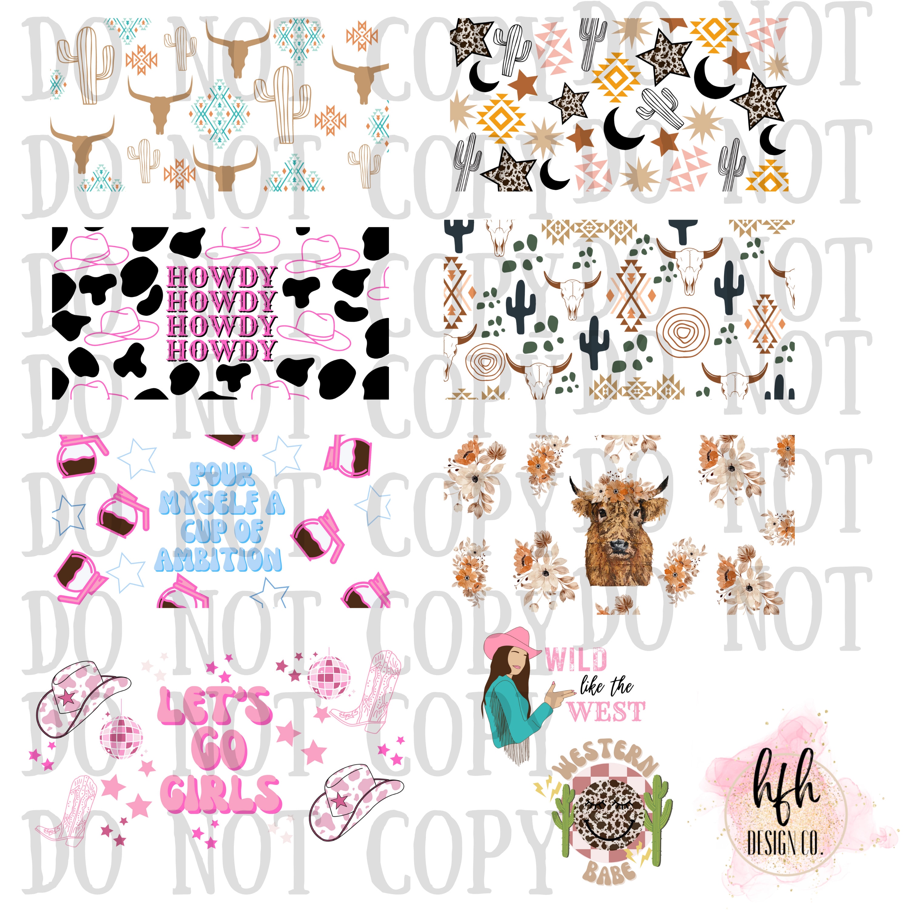 16 Oz. Cup Wrap Western Bundle design Bundle digital Download instant ...