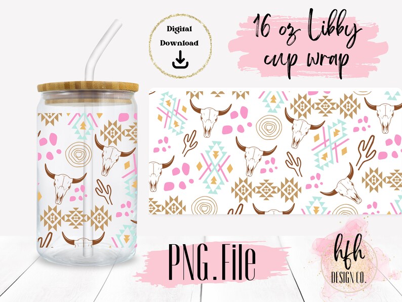 16 Oz. Libby Can Wrapglass Can Wrappngsublimationwestern Country Boho ...