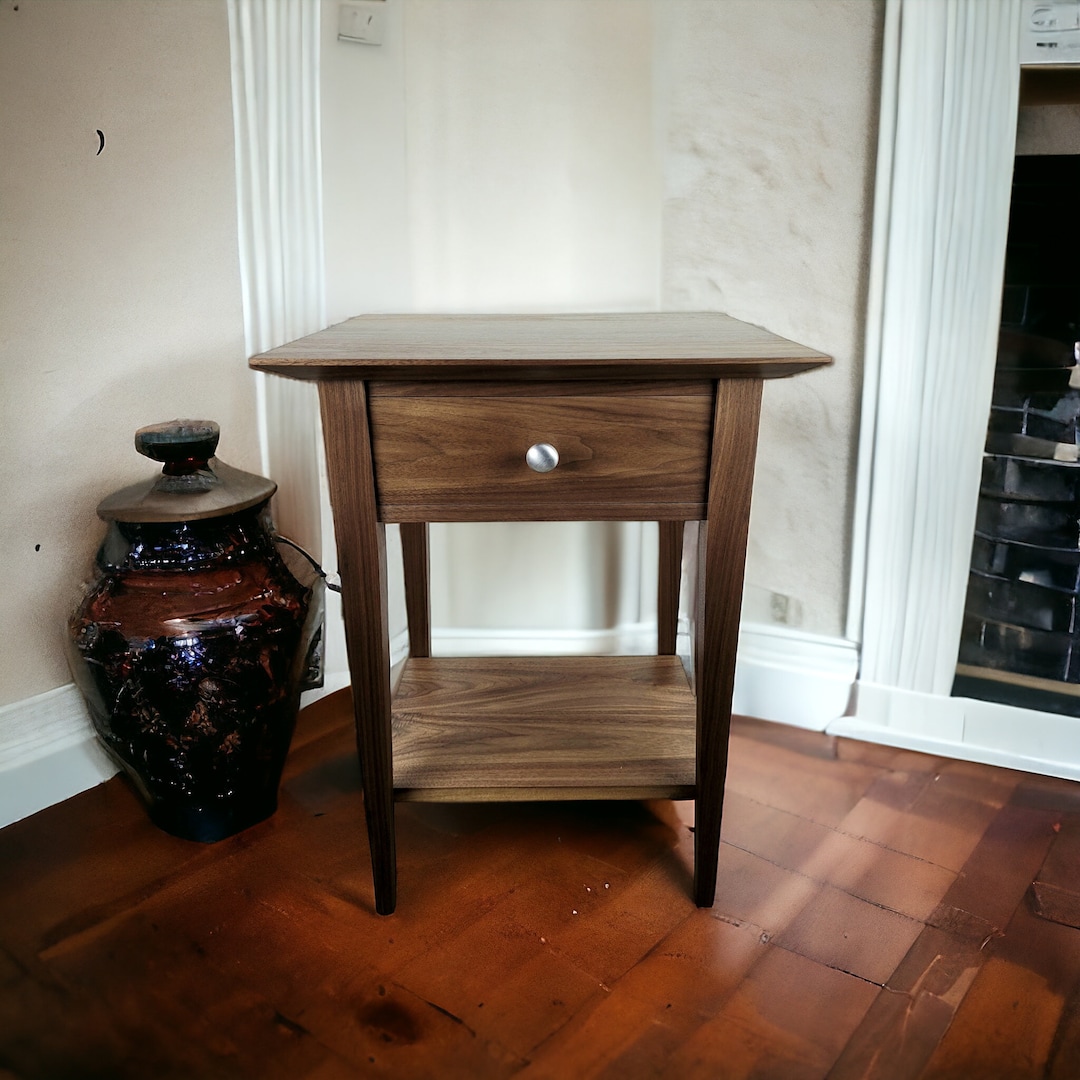 Elyza Collection - Solid Walnut End Table With Drawer - Etsy