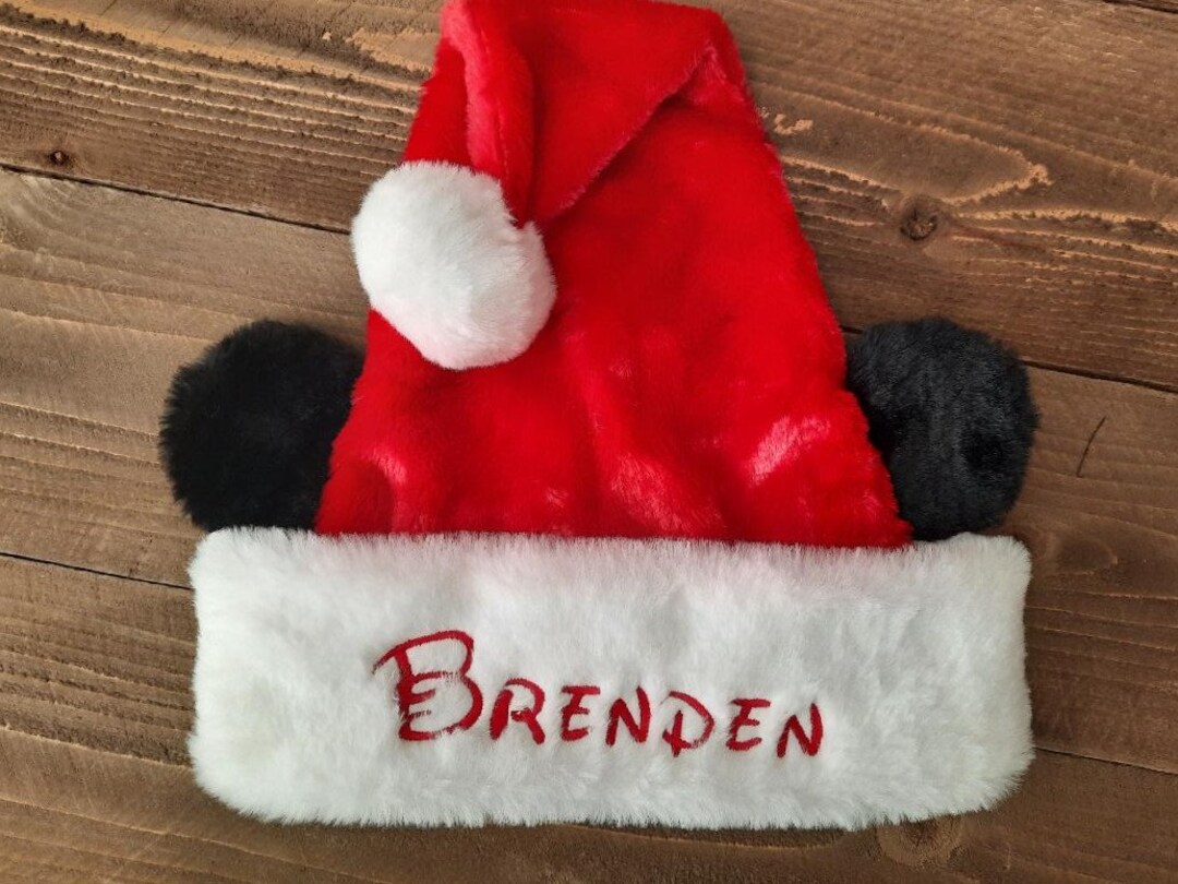 PERSONALIZED LICENSED Mickey or Minnie Santa Hat; Mouse Ears Hat ...