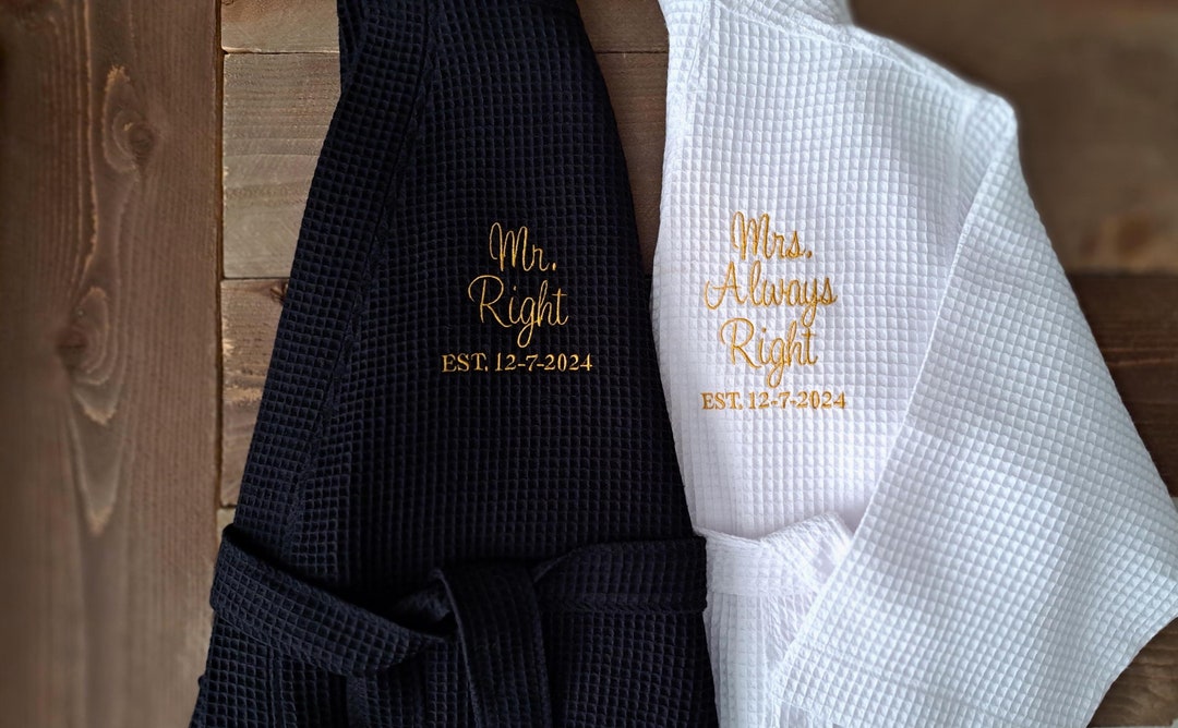 PERSONALIZED SET RUSH Ship His Hers Robe Set, Monogrammed Robe, Long ...