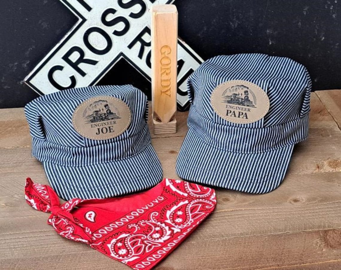 PERSONALIZED Train Hats; Custom Engineer Hats, Steam Train Trips, Adult ...