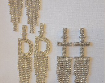 Rhinestone Initial Earrings | Etsy