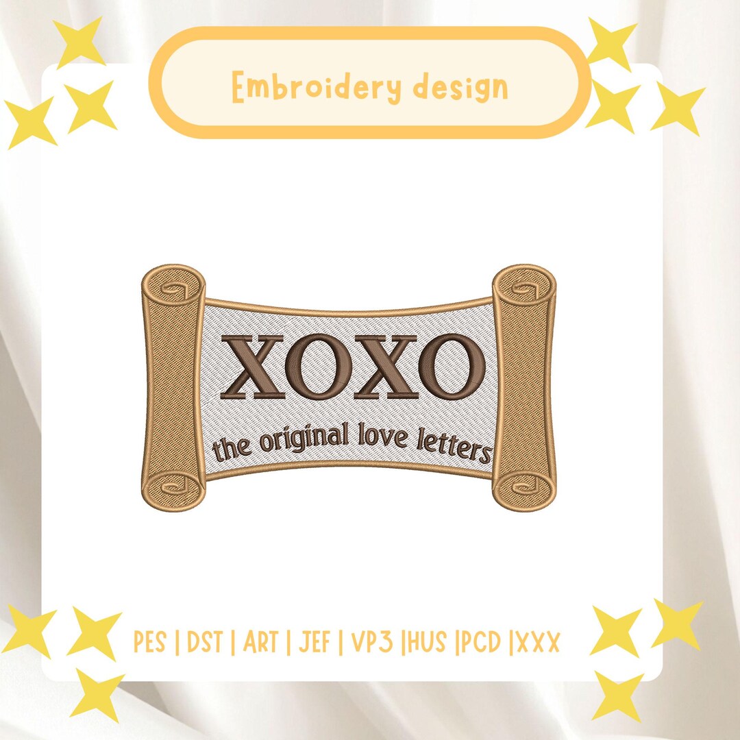 Antique Scroll Love Letters Embroidery Design, XOXO Scroll Machine ...