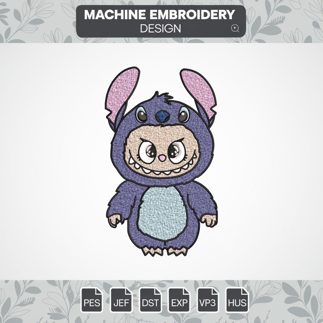 Blue Character Embroidery Designs, Blue Alien Embroidery File, Cute ...