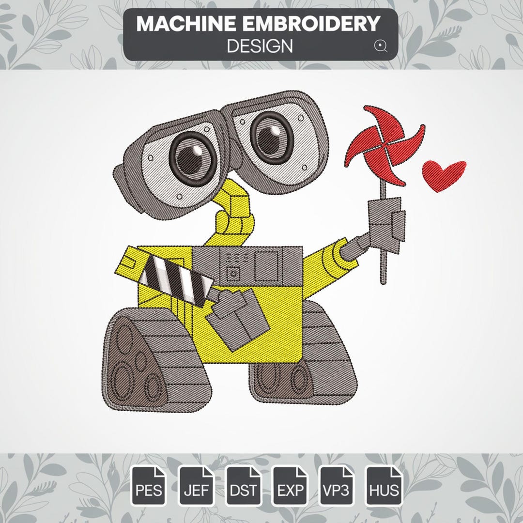 Friendly Robot Embroidery Designs, Rober Lover Embroidery File, Robot ...