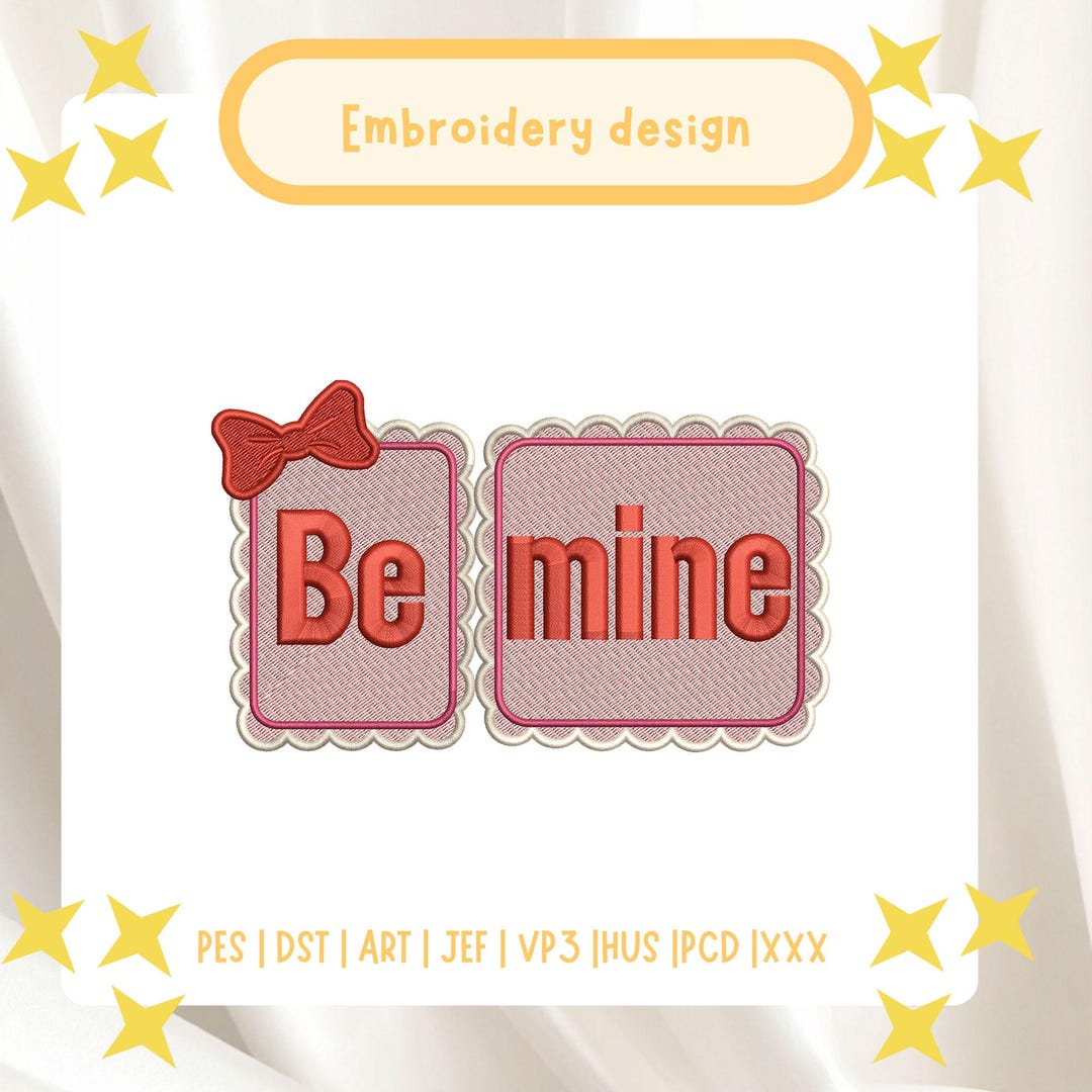 Be Mine Embroidery Design, Pink Scallop Border Machine Embroidery File ...