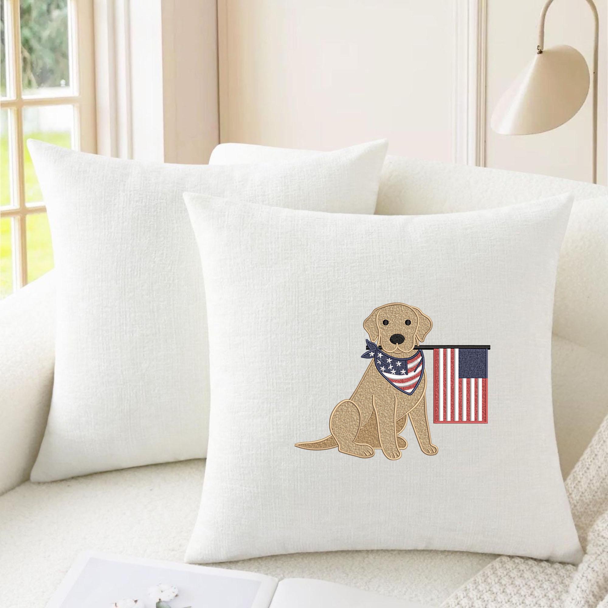 Yellow Lab With American Flag Machine Embroidery Design, Labrador With ...