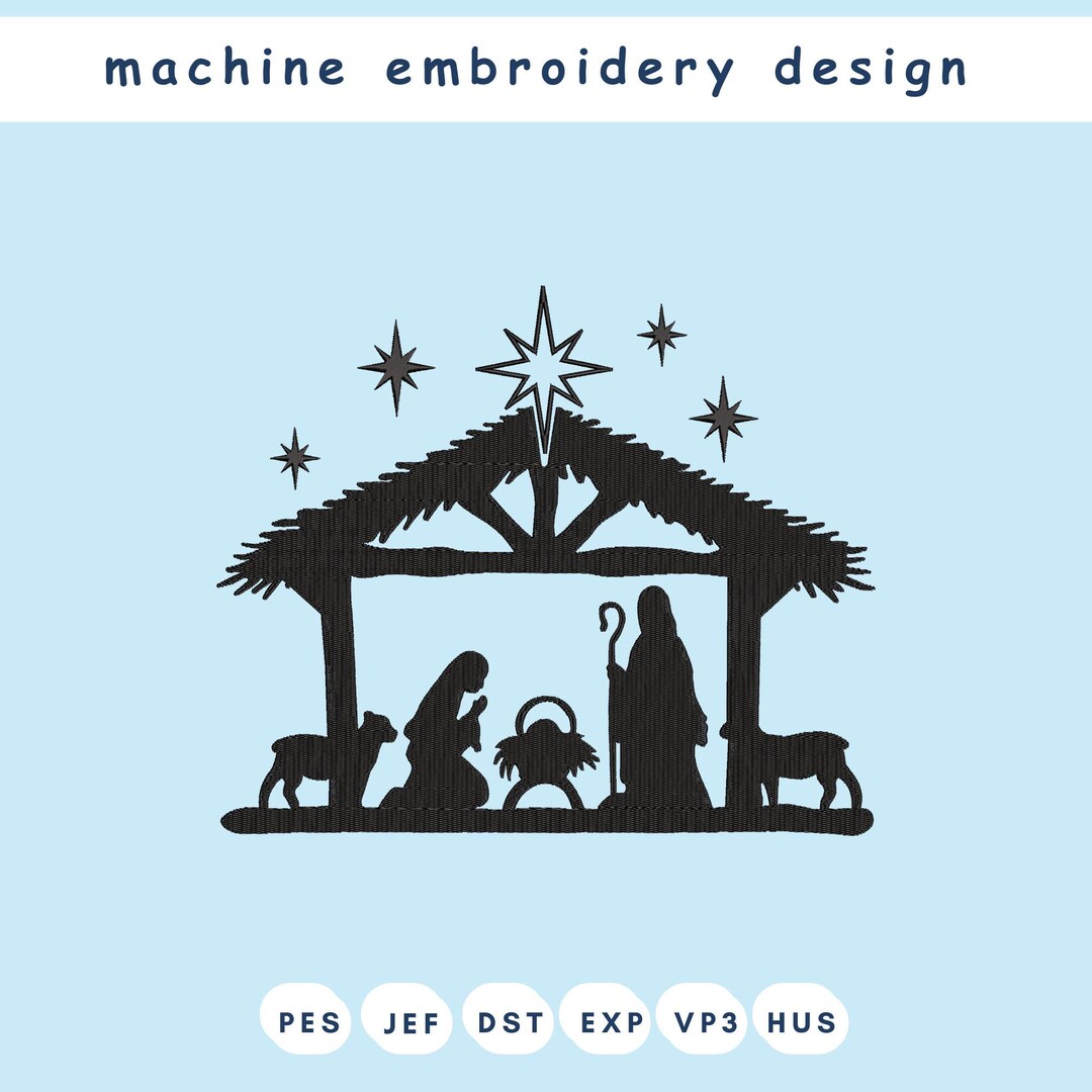 Nativity Scene Embroidery Designs, Nativity Christmas Embroidery File ...