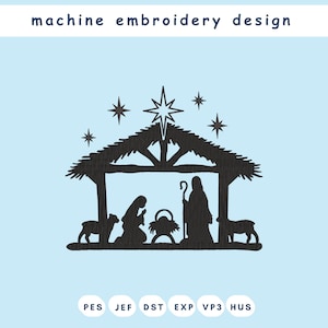 Nativity Scene Embroidery Designs, Nativity Christmas Embroidery File ...