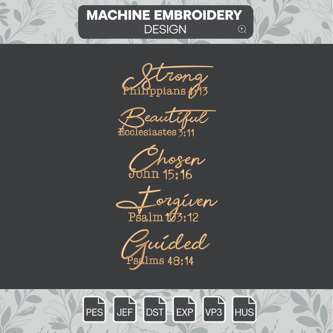 Religious Embroidery Designs, Christian Quote Embroidery File, Bible ...