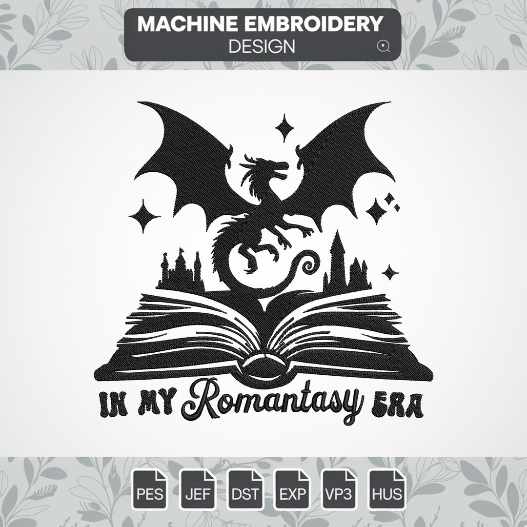 Romantasy Era Embroidery Designs, Dragon Fly Embroidery File, Bookish ...