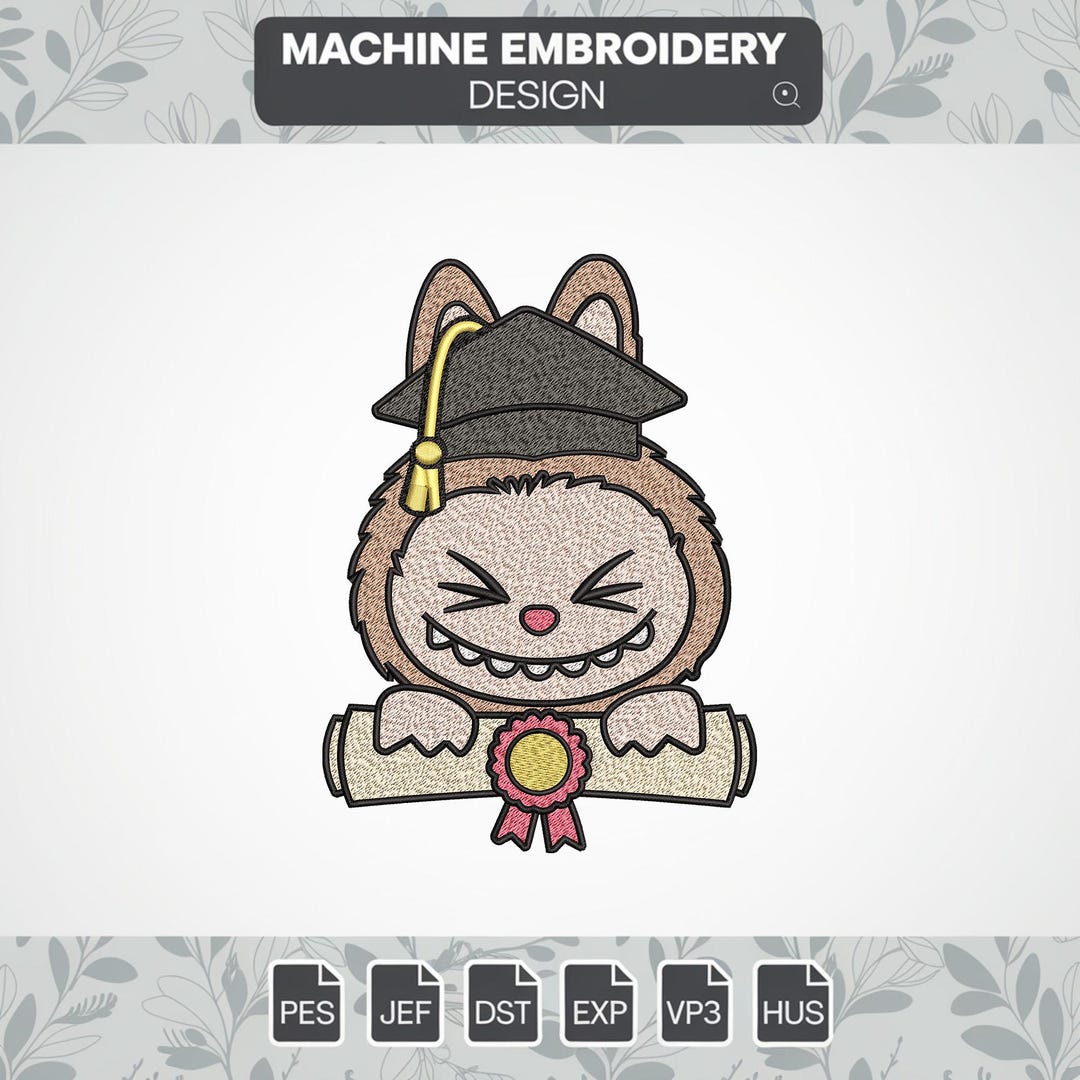 Graduation Labubu, Graduation File,embroidery Designs, Embroidery File ...