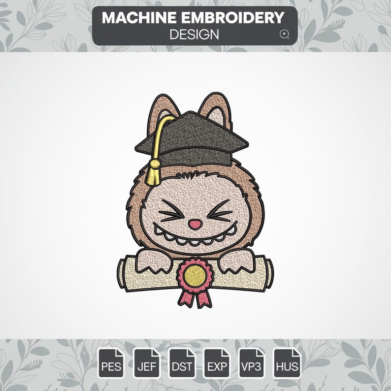 Graduation Labubu, Graduation File,embroidery Designs, Embroidery File ...