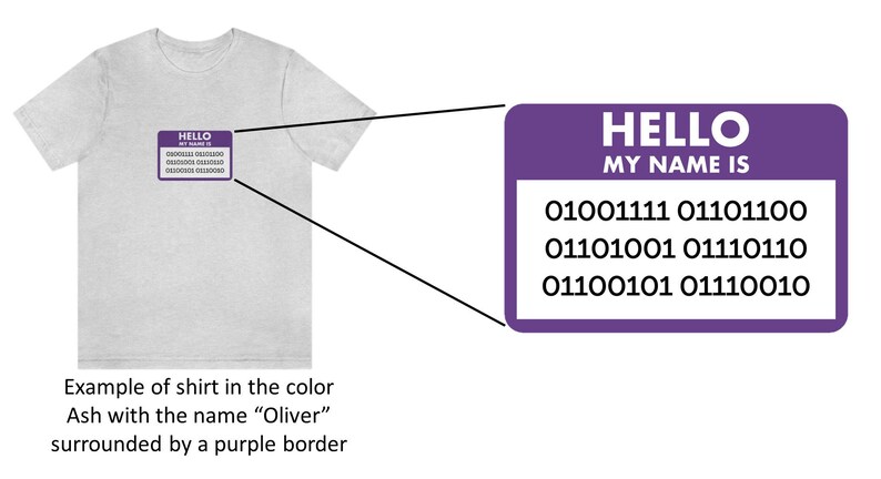 Hello, My Name Is...t-shirt With Your Name in Binary Code, Unisex Tee ...