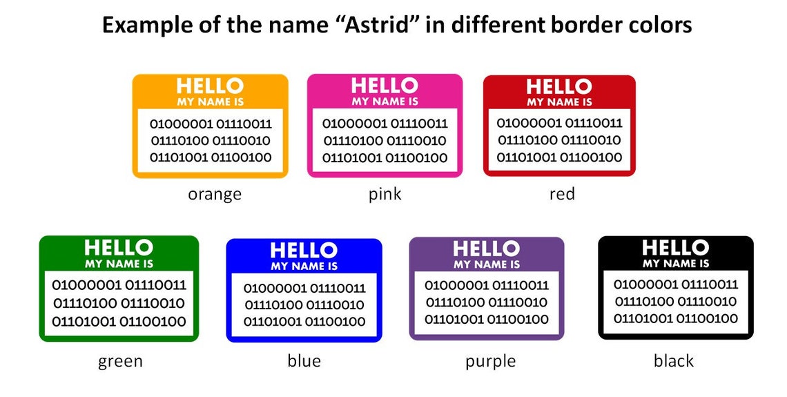 Hello, My Name Is...t-shirt With Your Name in Binary Code, Unisex Tee ...