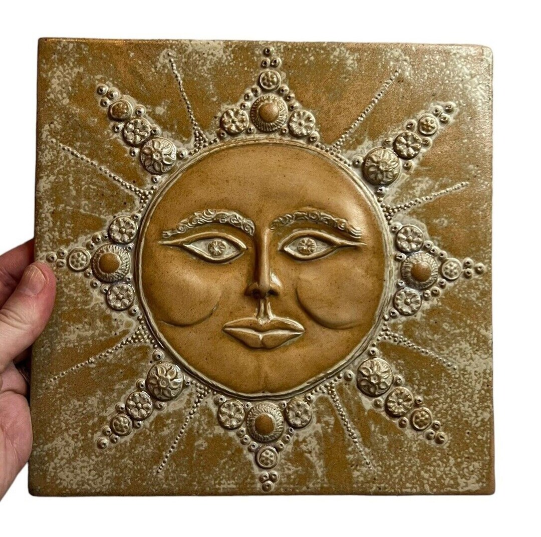 Handmade Ceramic Anthropomorphic Art Tile Sun Sunshine Face 3D 8” - Etsy
