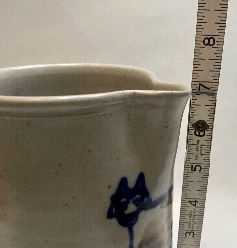 DEBBIE DEAN Pottery Pitcher Spotted Cow Blue Checkers Folk Art - Etsy