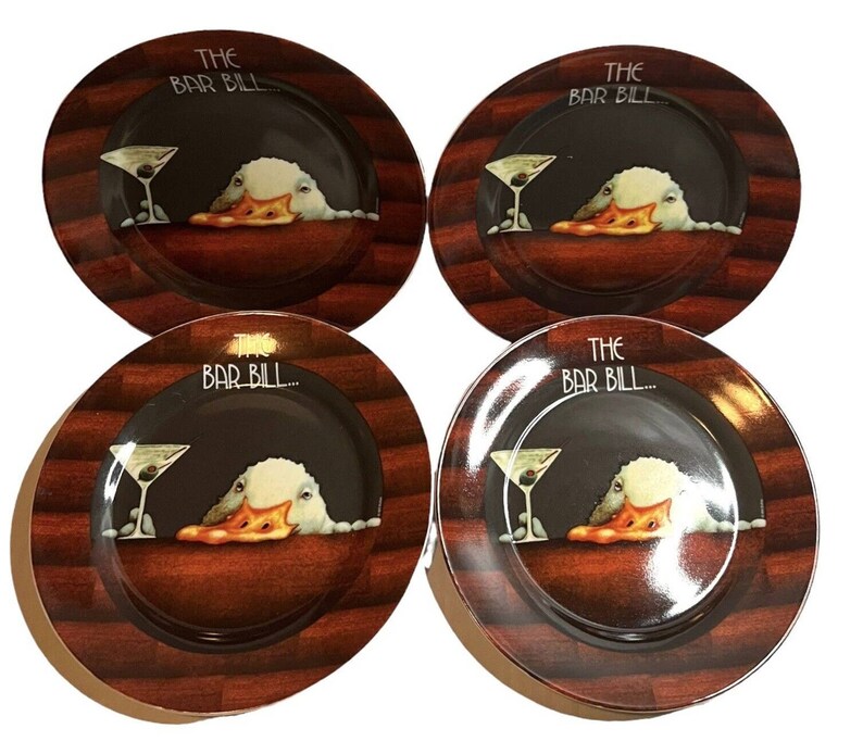 Will Bullas Duck Plate Set the Bar Bill Martini Drink Set of 4 PPD 8 - Etsy