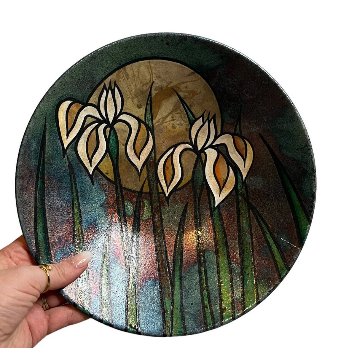 Raku Decorative Bowl Flower Lily Ceramic Hand Made Studio Art Pottery ...