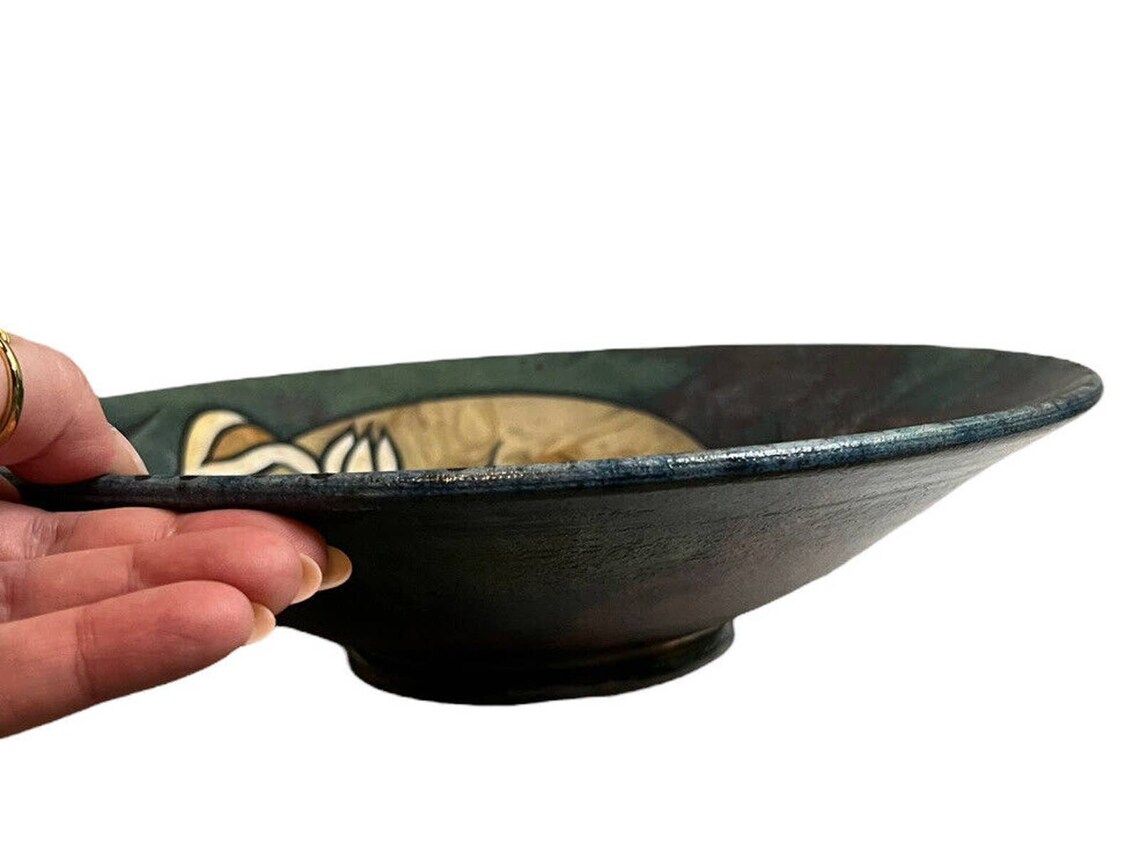 Raku Decorative Bowl Flower Lily Ceramic Hand Made Studio Art Pottery ...